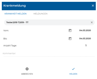 Krankmeldung | tamplus